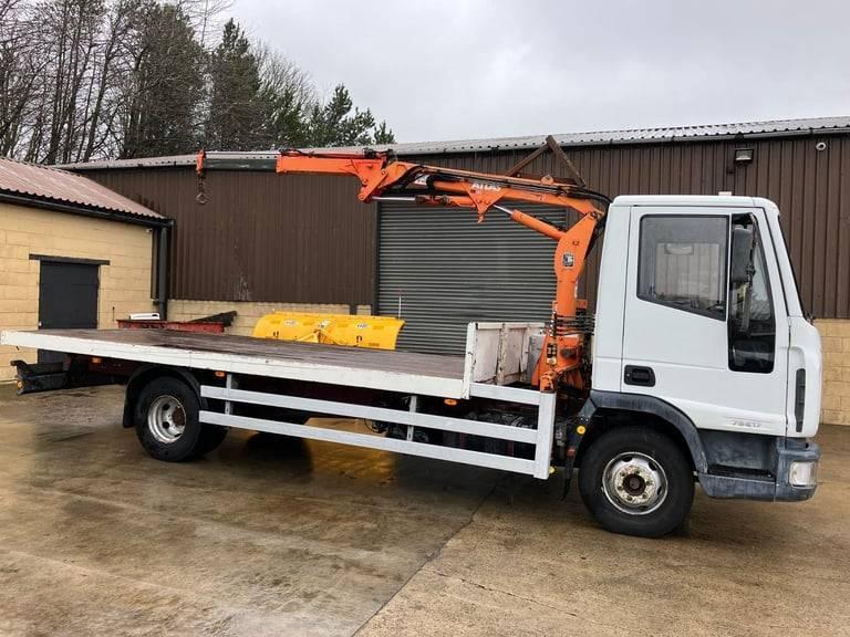 ZappAds: Iveco Eurocargo 75e17 flatbed truck with Hiab crane atlas 910 c
