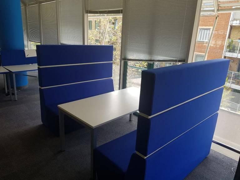 ZappAds: Royal Blue Acoustic Meeting Canteen Dining Booth Pod OFFICE ...